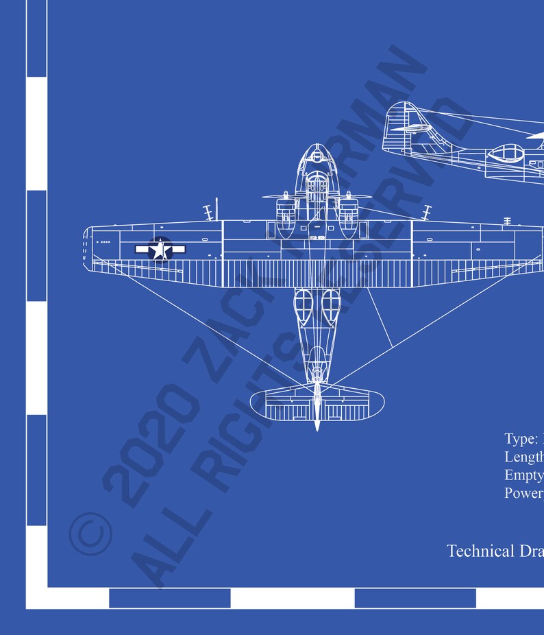 Consolidated PBY Catalina WW2 Aviation Art Blueprint - Etsy