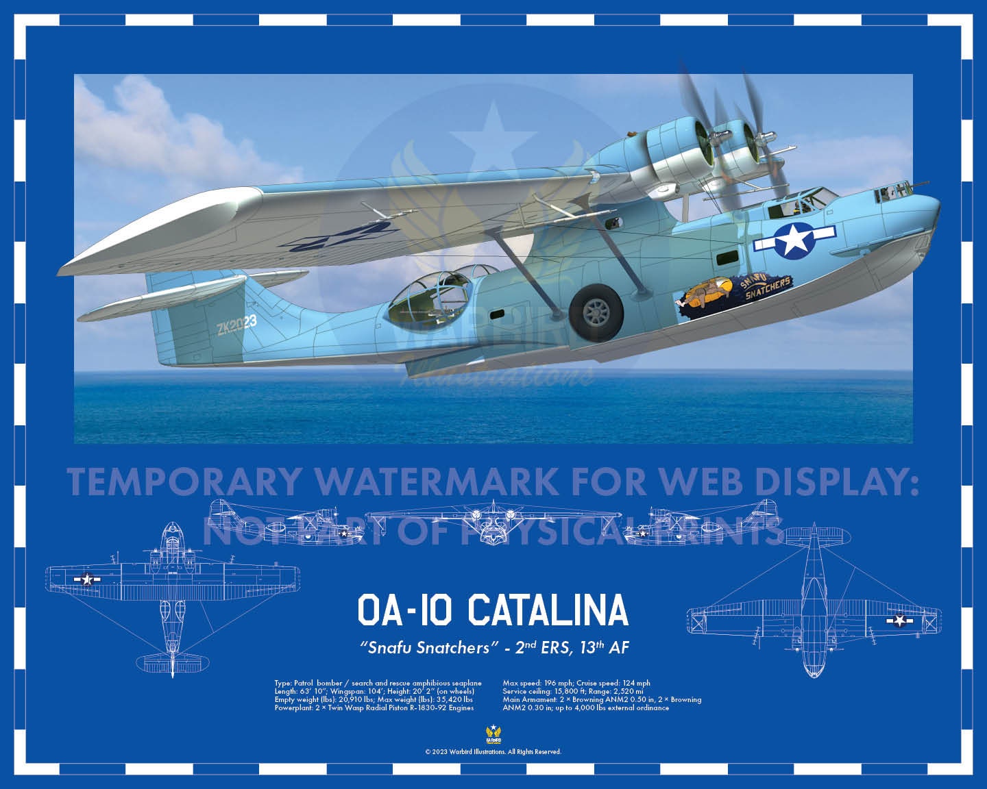 Consolidated PBY Catalina WW2 Aviation Art Blueprint "snafu Snatcher ...