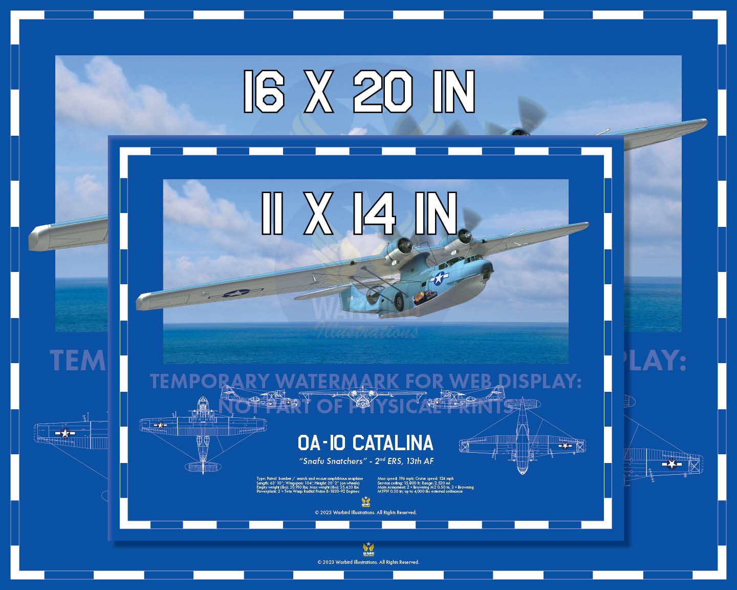 Consolidated PBY Catalina WW2 Aviation Art Blueprint "snafu Snatcher ...
