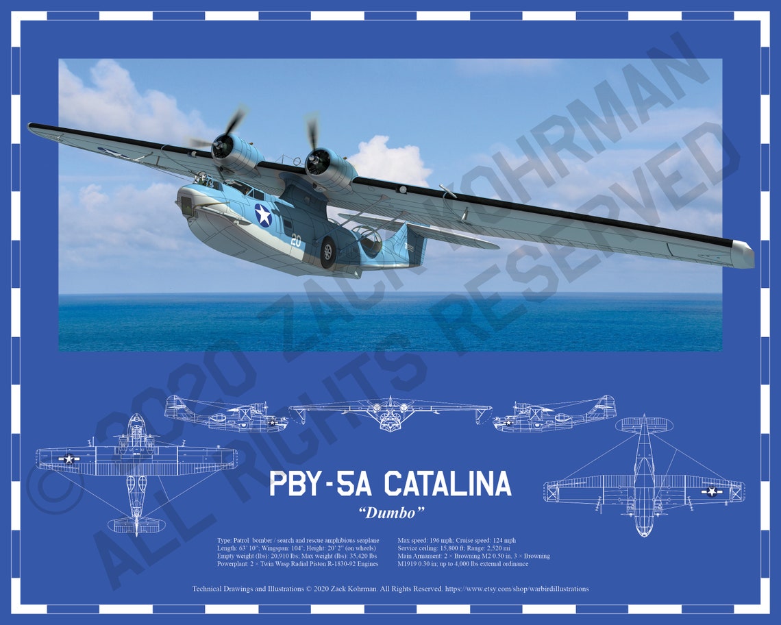 Consolidated PBY Catalina WW2 Aviation Art Blueprint - Etsy