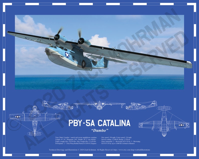 Consolidated PBY Catalina WW2 Aviation Art Blueprint - Etsy