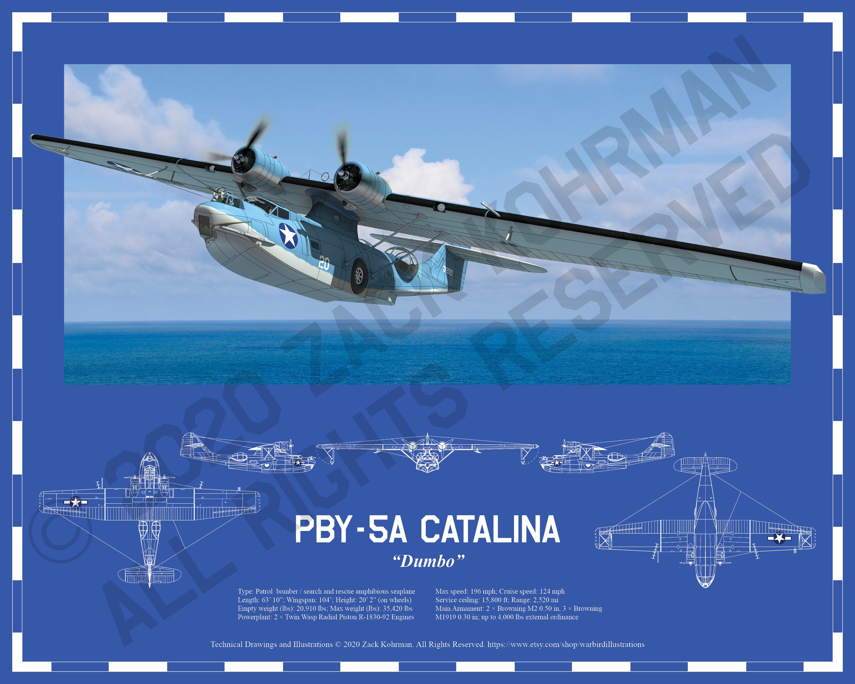 Consolidated PBY Catalina WW2 Aviation Art Blueprint - Etsy