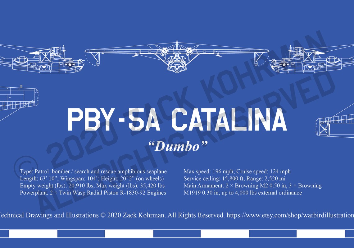 Consolidated PBY Catalina WW2 Aviation Art Blueprint - Etsy
