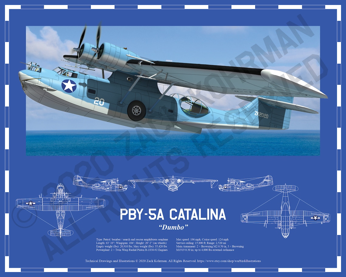 Consolidated PBY Catalina WW2 Aviation Art Blueprint - Etsy