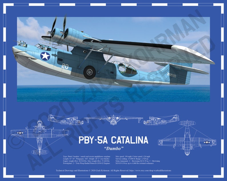 Consolidated PBY Catalina WW2 Aviation Art Blueprint - Etsy