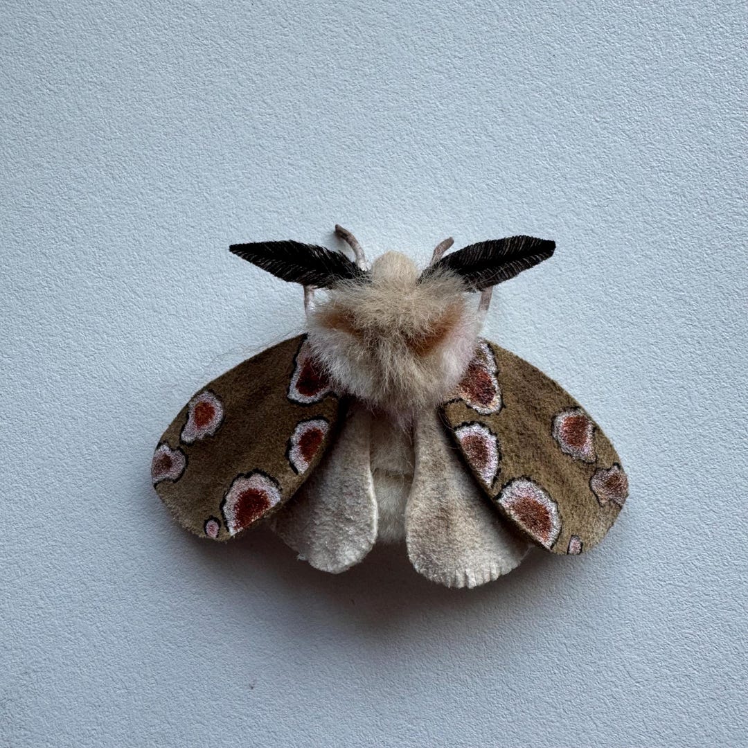 Peach Blossom Moth, Needle Felted, Moth Figurine, Decoration, Handmade ...