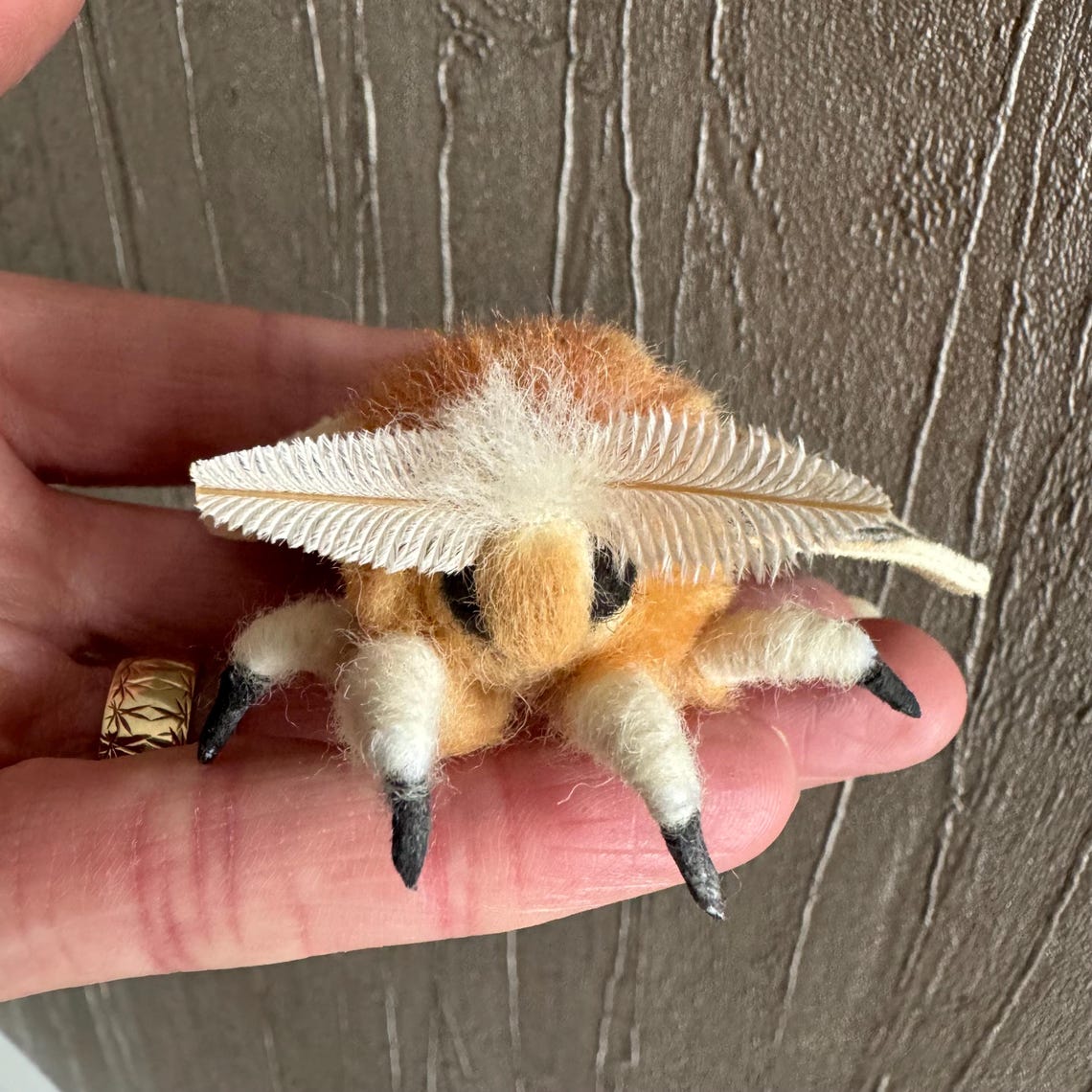 Needle Felted Southern Flannel Moth Figurine: Posable Wool Decoration ...
