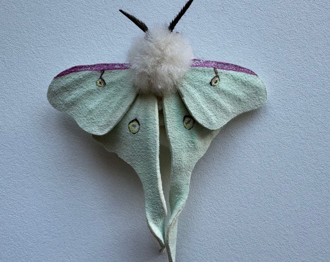 Luna Moth, True to Size, Needle Felted, Posable, Suede,moth Figurine ...