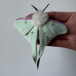 Luna Moth, True to Size Needle Felted Figurine; Handmade Posable ...