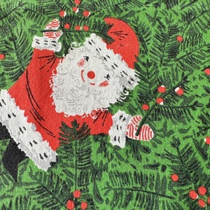 Vintage Mr & Mrs Santa Claus Spring Mills Fabric Heavy Cotton 50 X 2 ...
