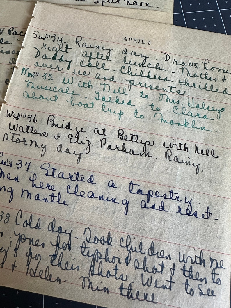 Vintage Diary Pages, Handwritten Agenda Sheets, Five Year Diary 1930s ...