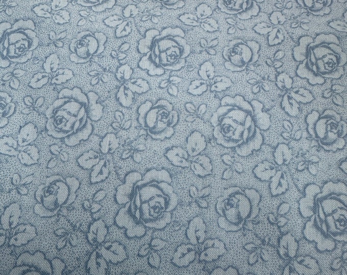 Vintage Light Blue Cabbage Rose Fabric 44 X 1 Yard - Etsy