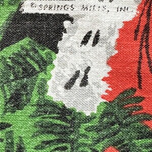 Vintage Mr & Mrs Santa Claus Spring Mills Fabric Heavy Cotton 50 X 2 ...