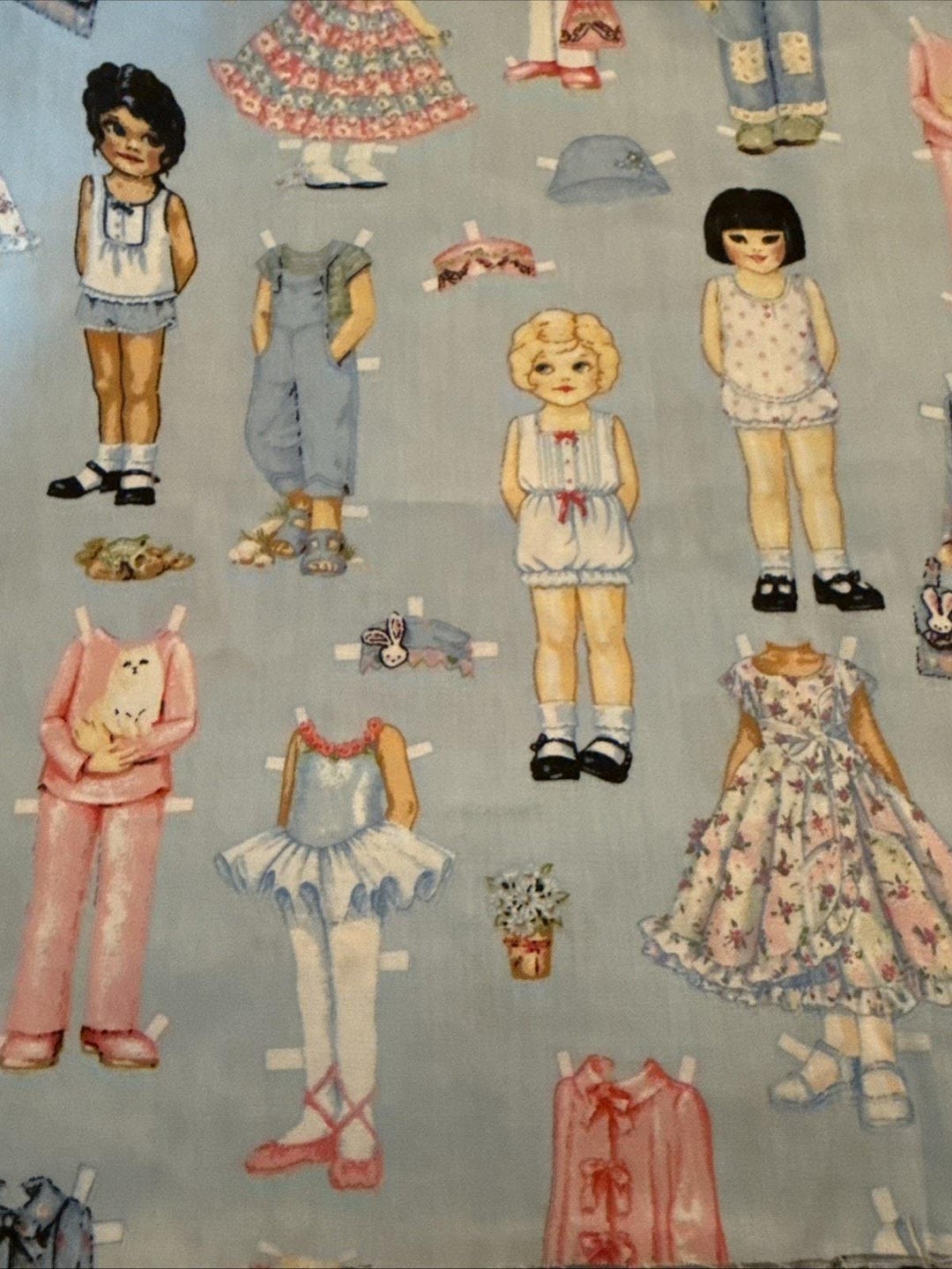 Paper Dolls Fabric by Patty Reed Blue 44"w X 1.25 Yards 2004 - Etsy