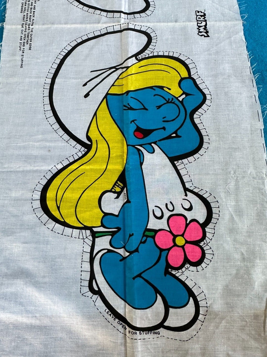 SMURF Smurfette Panel Cut Sew Stuff Fabric Sewing Vintage 1980's - Etsy