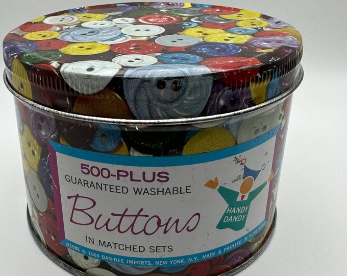Vintage Handy Dandy Button Tin 1969 Dan-dee Imports Arts & Crafts ...