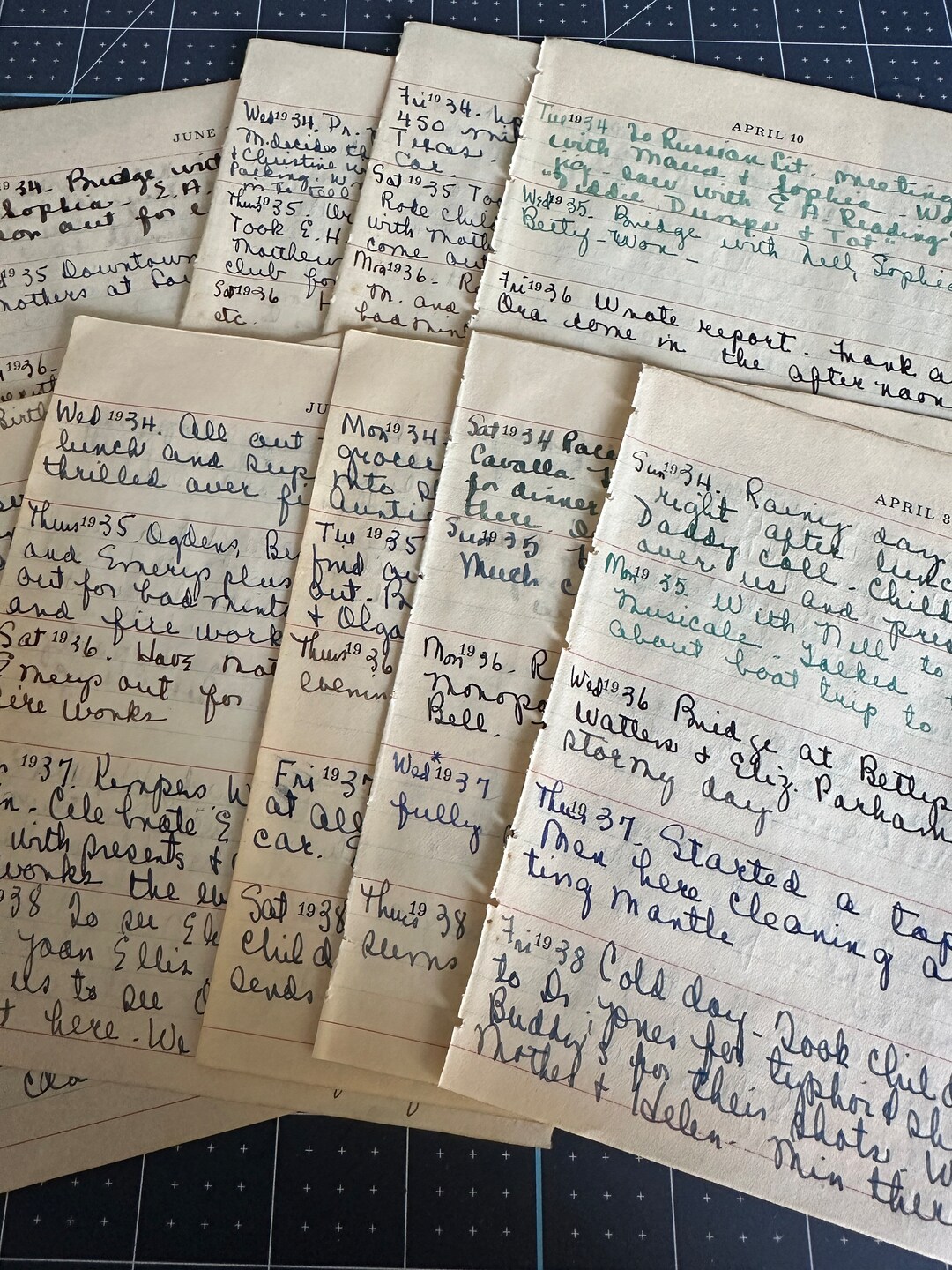 Vintage Diary Pages, Handwritten Agenda Sheets, Five Year Diary 1930s ...