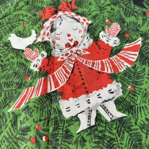 Vintage Mr & Mrs Santa Claus Spring Mills Fabric Heavy Cotton 50 X 2 ...