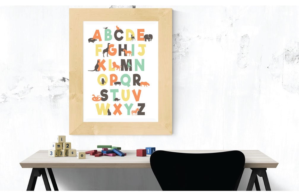 ABC Nursery Printable, Alphabet Wall Art, ABC Nursery Decor, Animal ...
