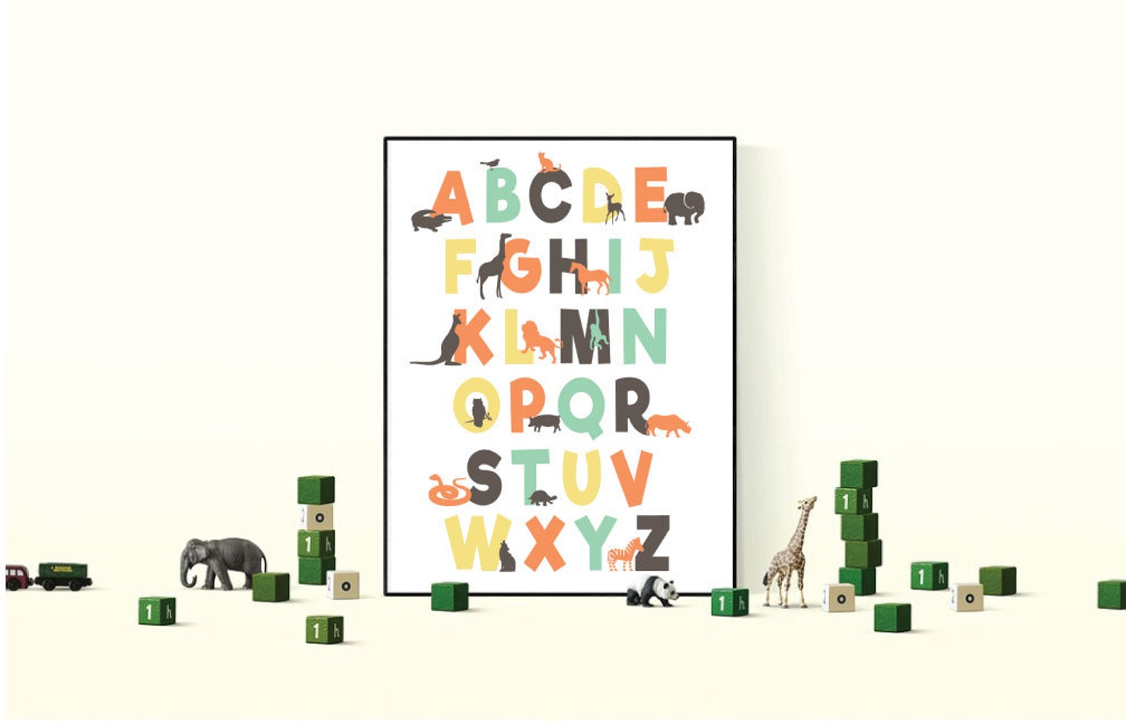 ABC Nursery Printable, Alphabet Wall Art, ABC Nursery Decor, Animal ...