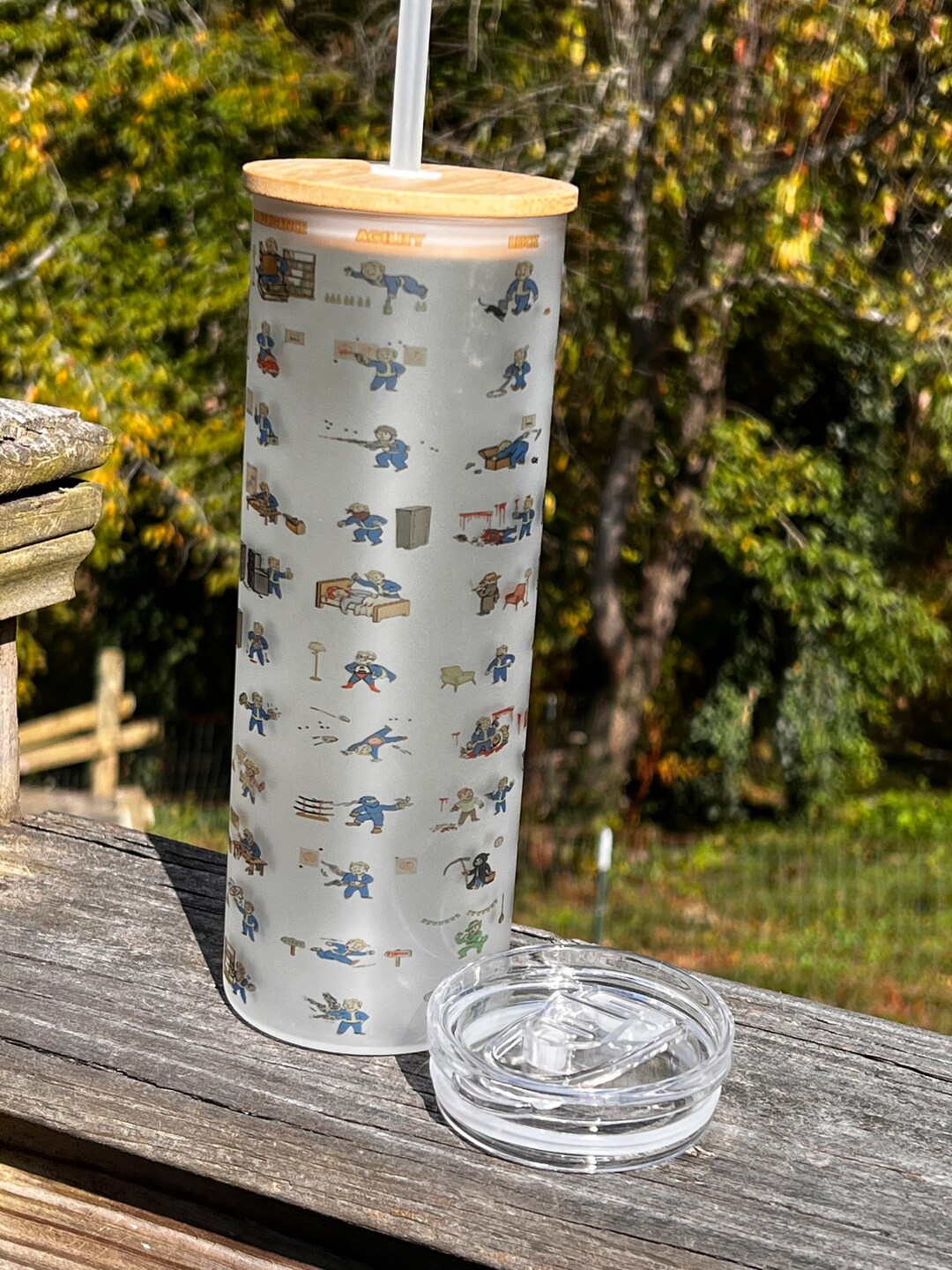 Fallout 4 Perk Chart Glass Tumbler Fallout Perks Gamer Glow in the Dark ...