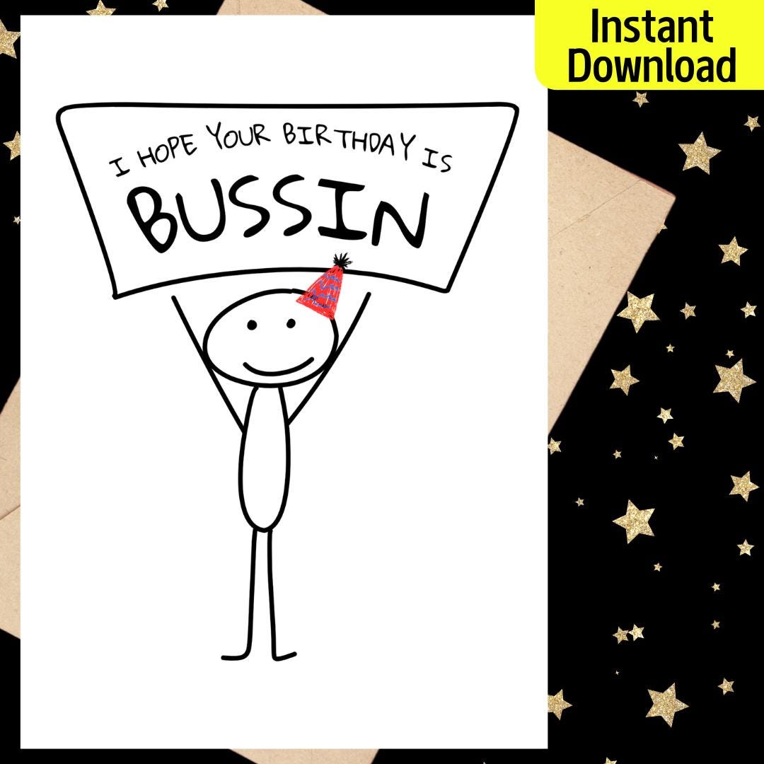 Funny Bussin Kids Slang Printable Greeting Card for Boys Girls, Trend ...