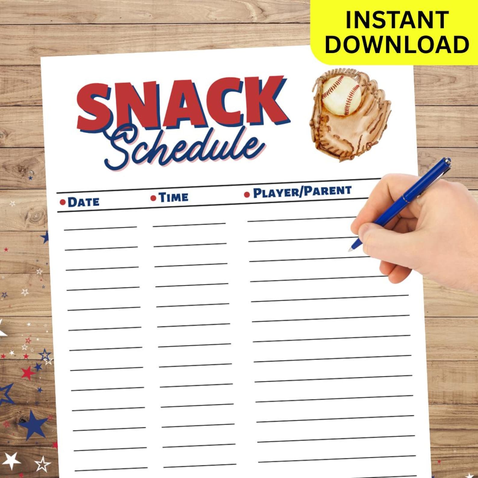 Baseball Snack Schedule Printable, Baseball Food & Drink Snack Sign up ...