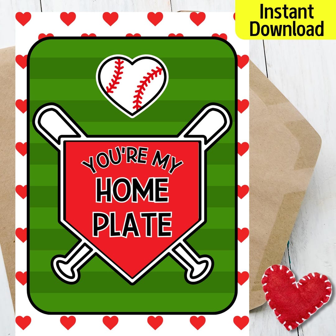 Baseball Valentine's Day Card for Boyfriend, Printable Valentines Card ...