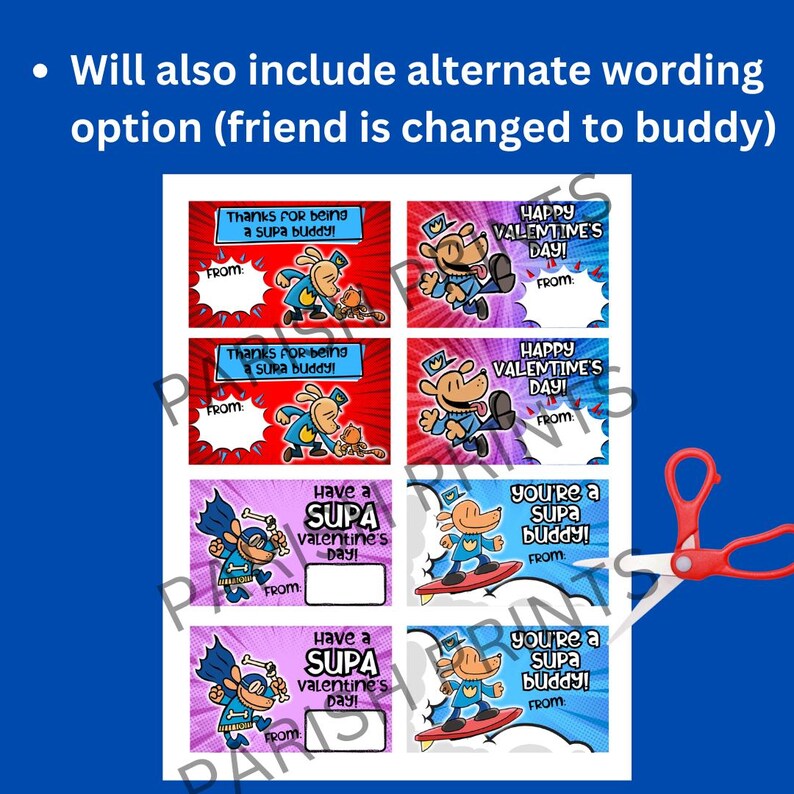 Printable Dogman Valentines Cards, Dog Man Theme, DIY Valentine ...