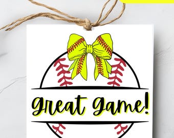 Baseball Game Day Treat Tag Printable, Game Day Snack Tag, Baseball ...