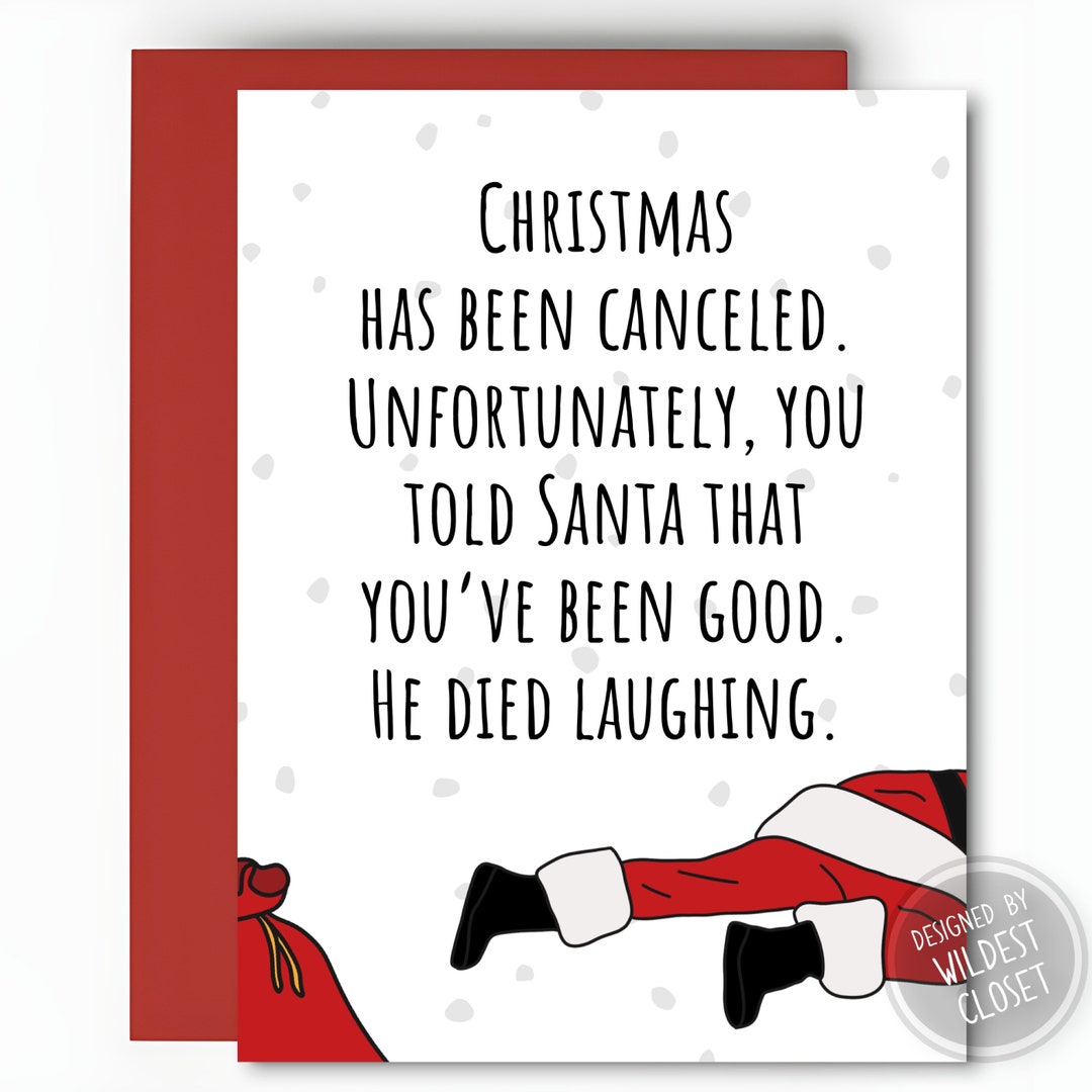 Funny Santa Died Laughing Christmas Card - Holiday Card - Funny ...