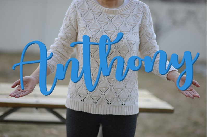 ANTHONY Script Font Wooden Name Sign Boy Girl Nursery Name | Etsy