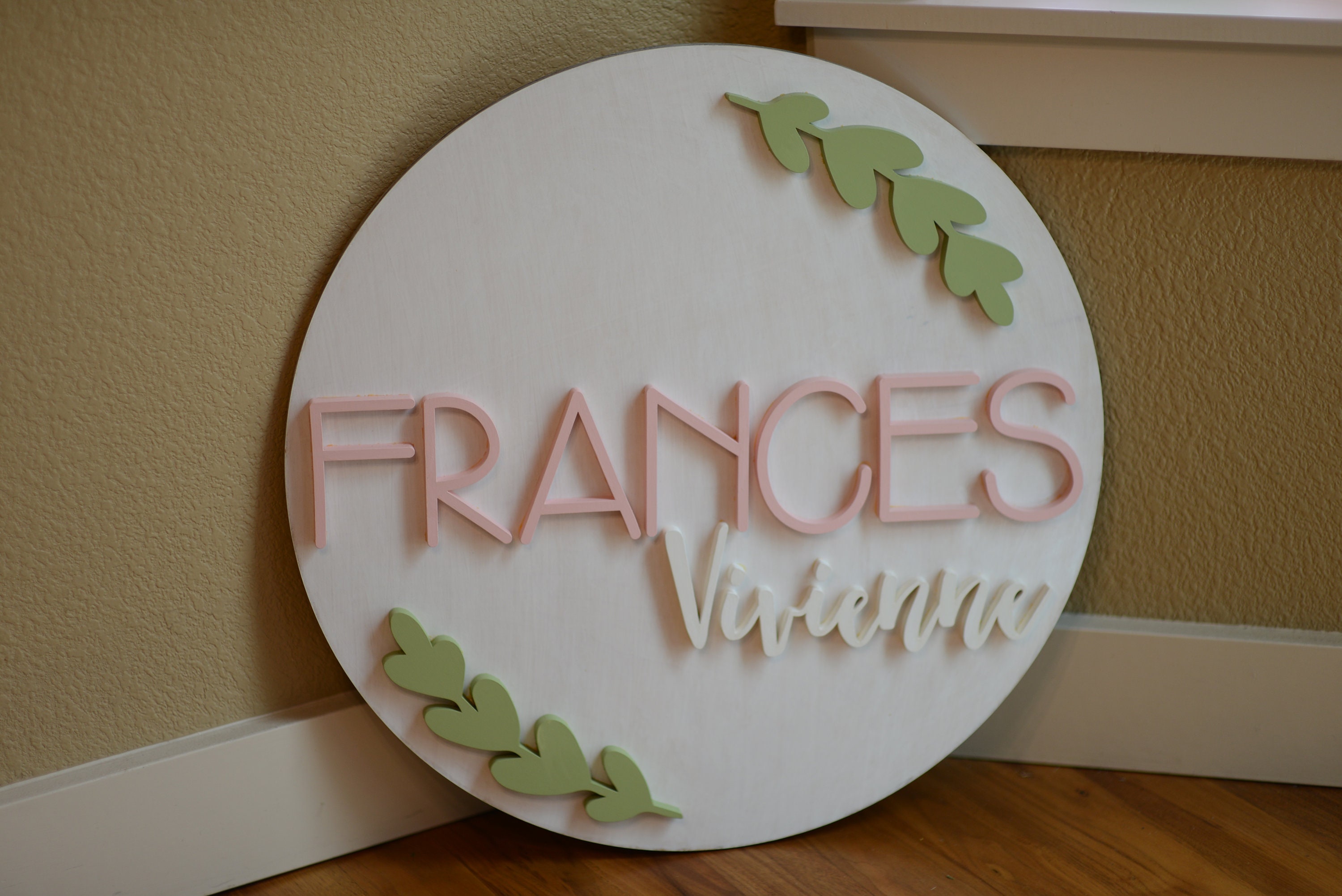 Greenery Leafy Set Custom Nursery Name Sign Wall Decor Wood | Etsy