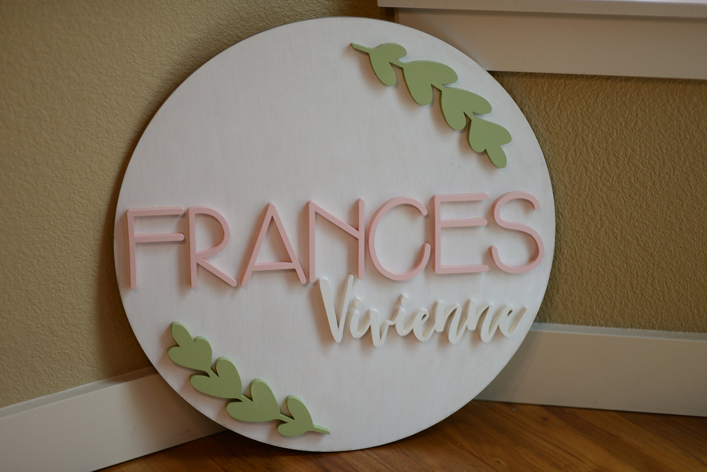 Greenery Leafy Set Custom Nursery Name Sign Wall Decor Wood | Etsy