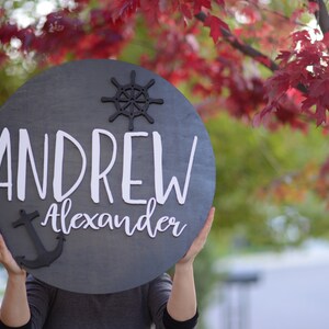 Nautical Theme Custom Name Sign Anchor Navigation Wheel Ocean - Etsy