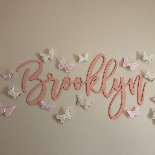 BROOKLYN Script Font Wooden Name Sign Boy Girl Nursery Name - Etsy