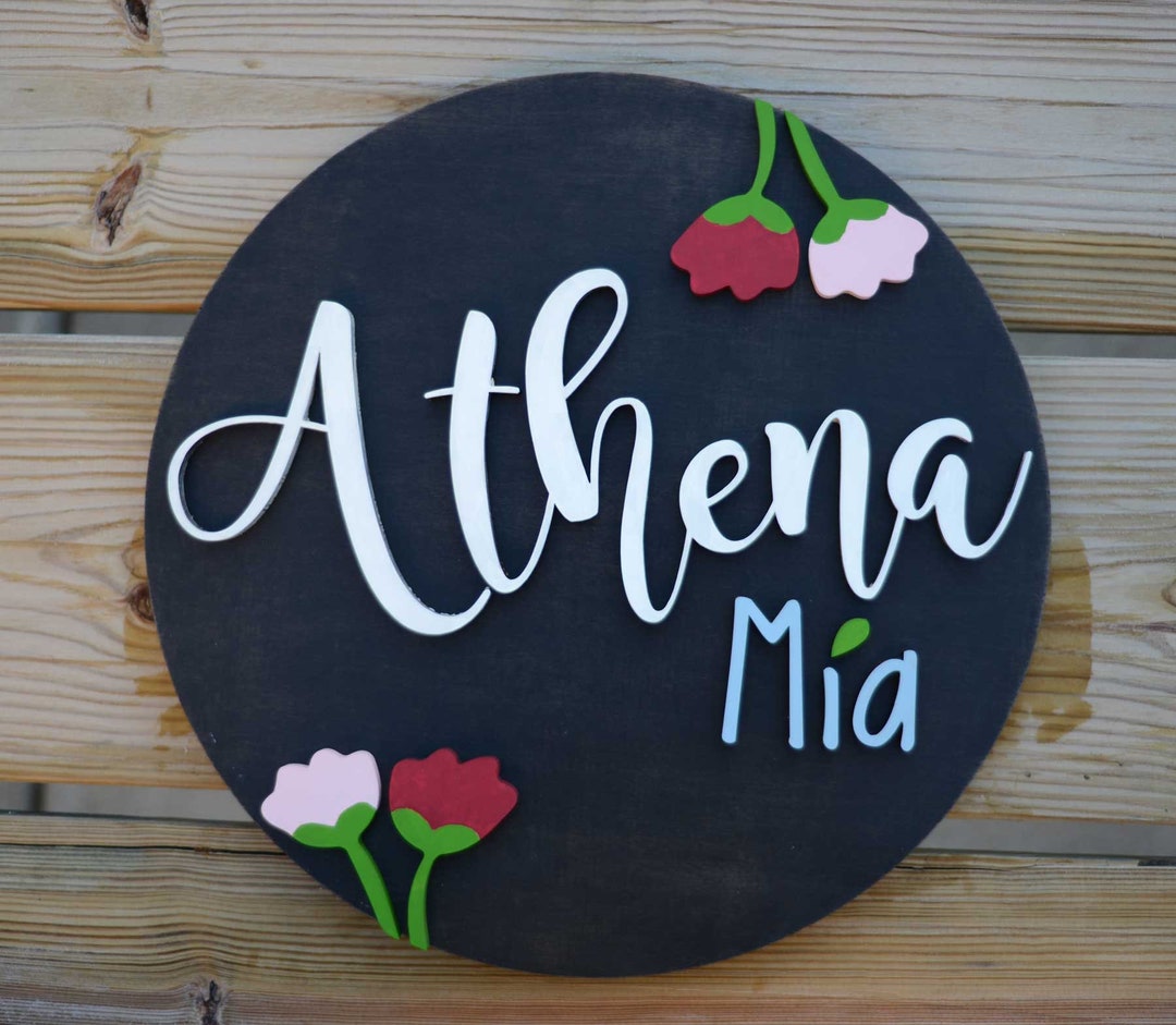 Floral Flower Set Custom Wooden Name Sign for Baby Girl - Etsy