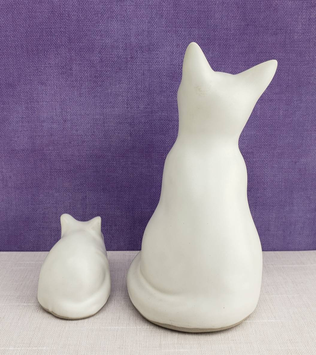 POD of Edgecomb Maine Pair of Studio Art Pottery White Cat | Etsy