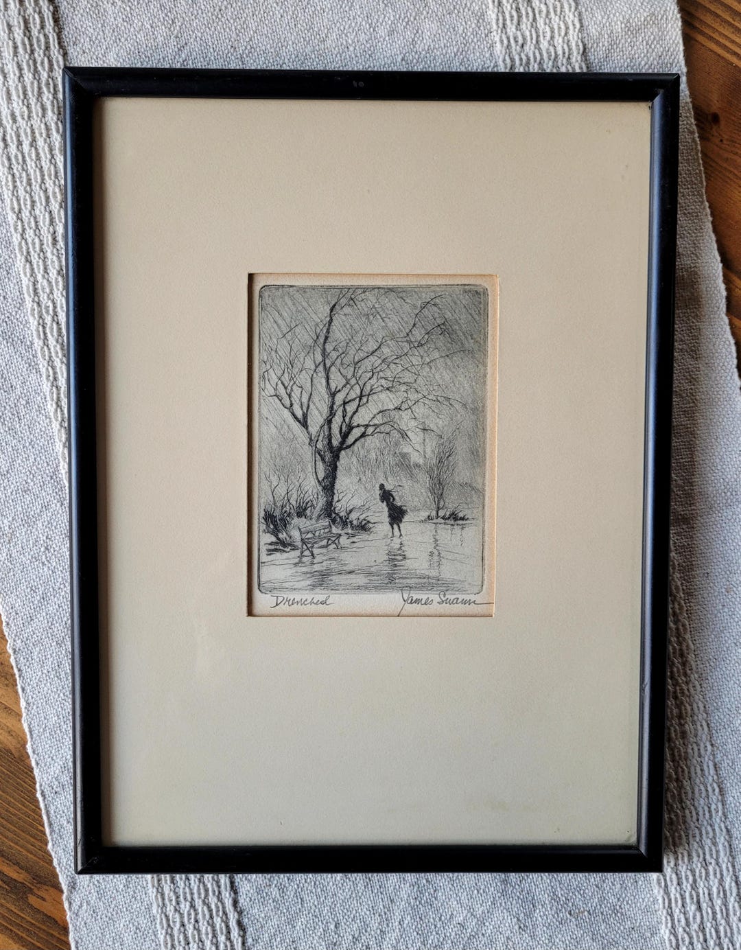 James Swann (1905-1985, American, Chicago Artist) "drenched" Drypoint ...