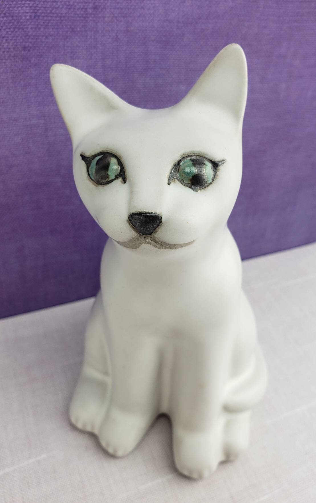 POD of Edgecomb Maine Pair of Studio Art Pottery White Cat | Etsy