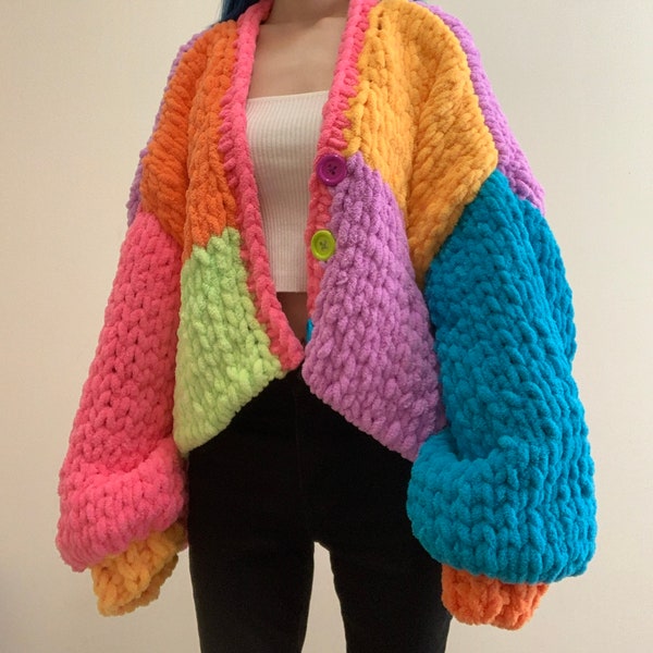 Neon Knit Cardigan - Etsy