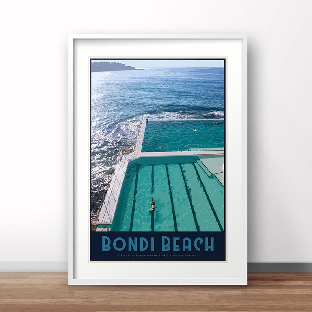 Bondi Beach Print, Vintage Australian Travel Poster - Etsy