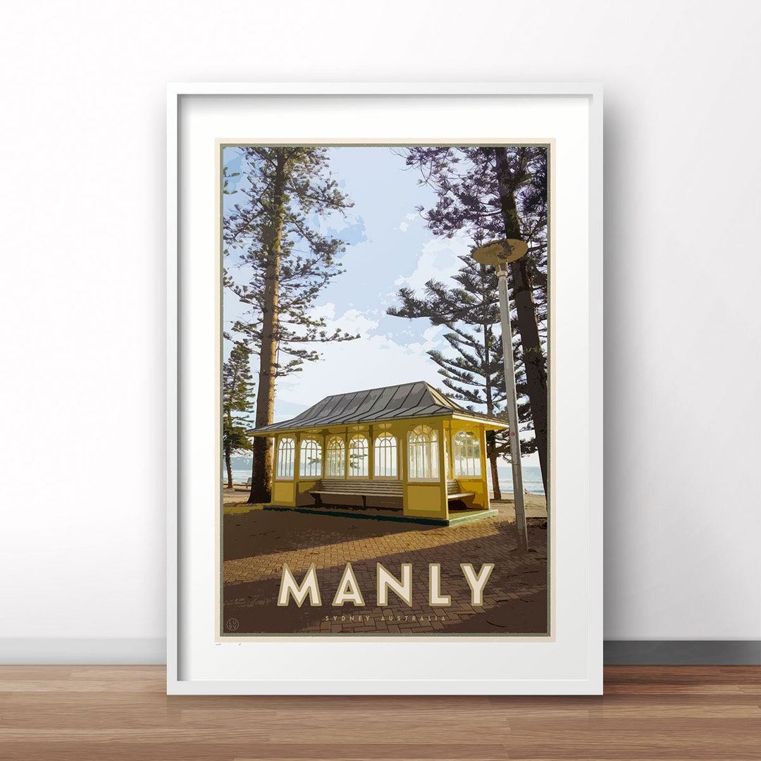 Manly Beach, Sydney Vintage Poster, Australian Retro Print, Vintage ...