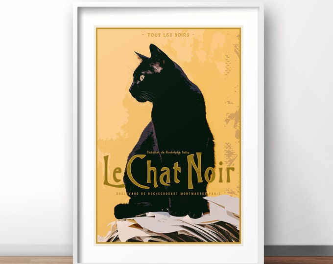 Le Chat Noir, French Cat Poster, Paris France, Retro Print, Vintage ...