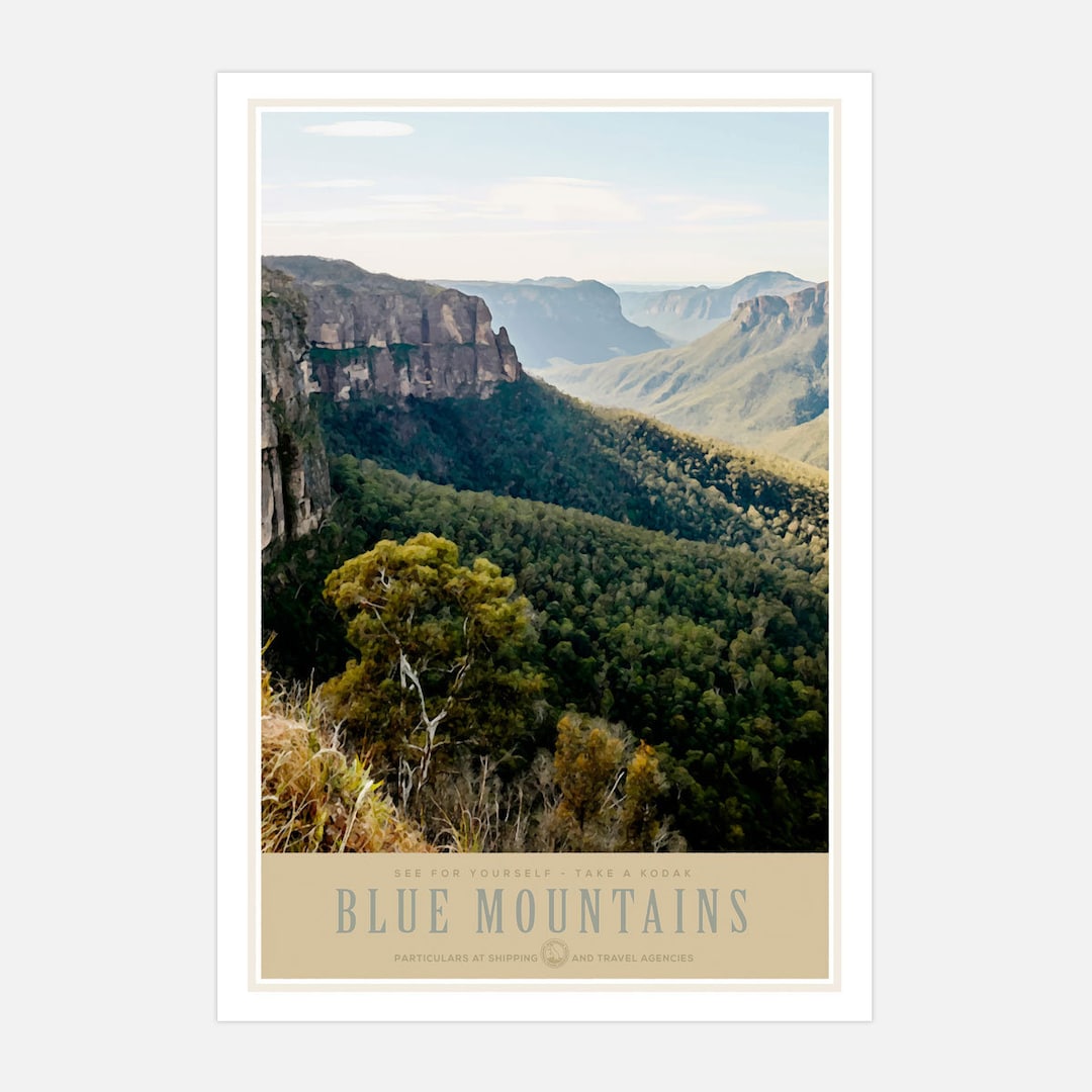 Blue Mountains Vintage Poster, Australian Retro Print, Vintage ...