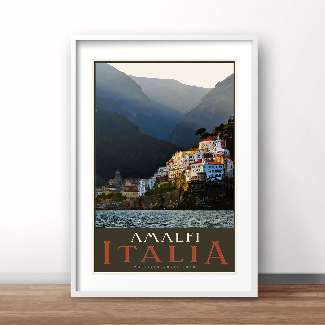 Amalfi Coast Vintage Poster, Italian Retro Print, Vintage Italy Travel ...
