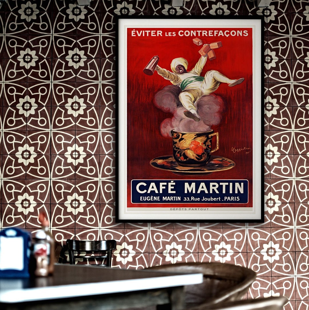Poster Cafe Martin Retro Print, French Vintage Travel Print, France ...