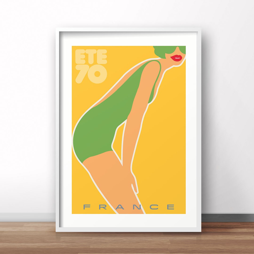 French Poster, Ete Summer Bather France, Retro Print, Vintage French ...