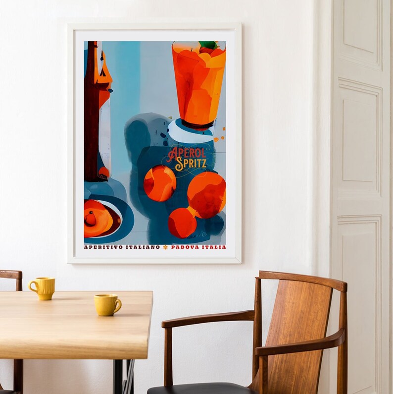 Aperol Spritz Poster, Italy Retro Advertising Print, Art Deco Wall ...