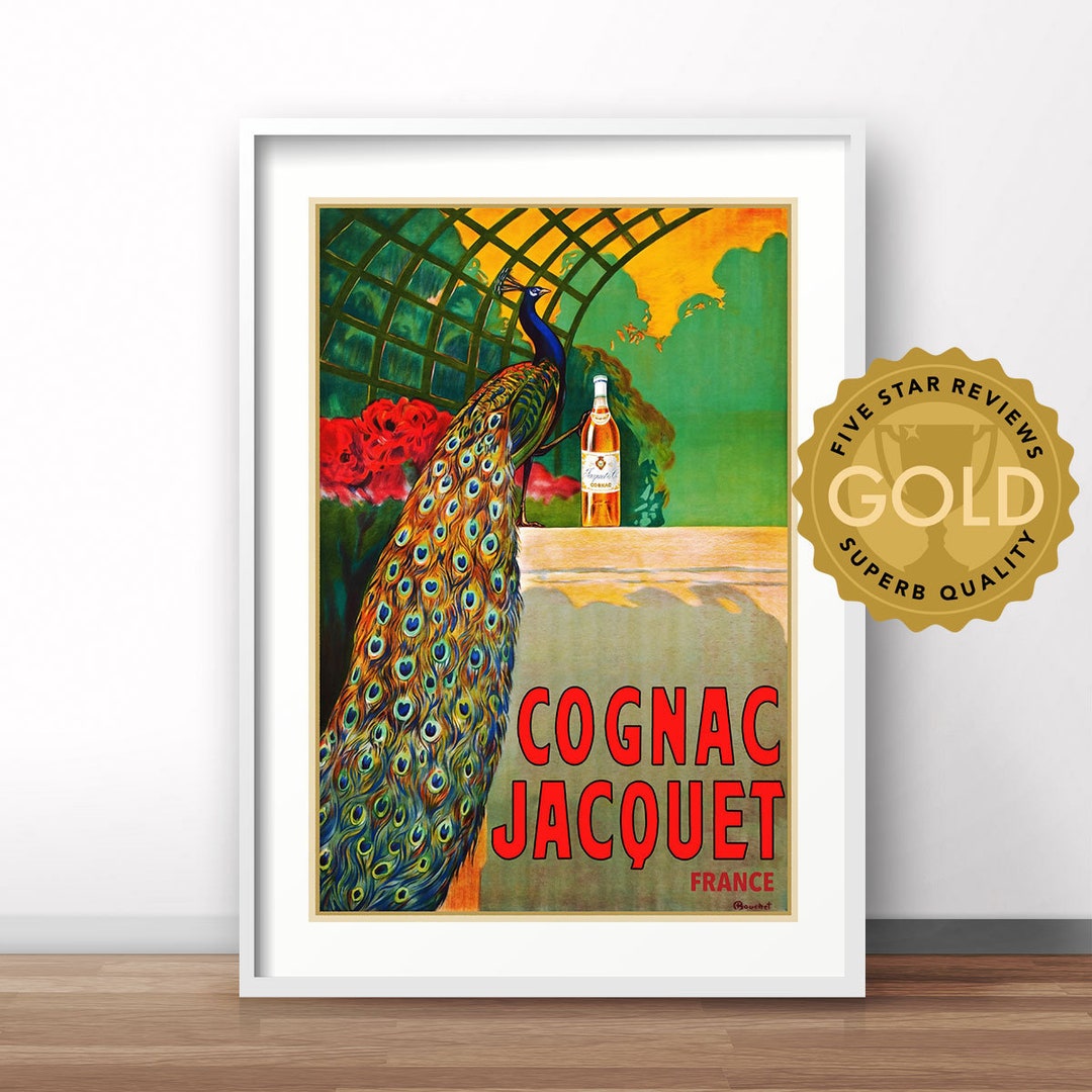 French Cognac Vintage Poster, Vintage France Advertising Print, French ...